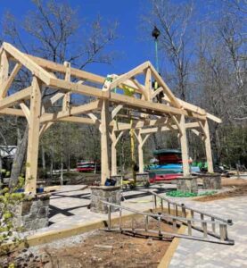 Ranch entrance timber frame gate
